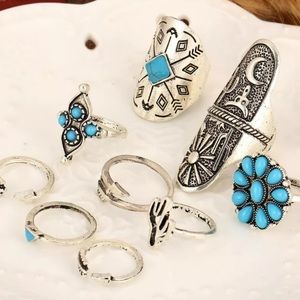 Jewelry | Boho Turquoise Ring Set | Poshmark